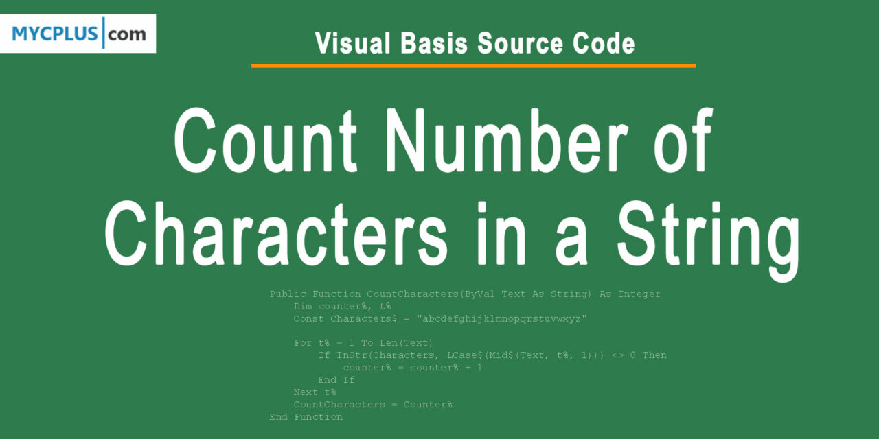 Visual Basis Count Number Of Characters In A String MYCPLUS